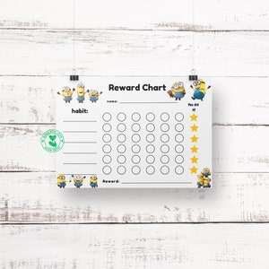 Minions Reward Charts for Kids, Despicable Me, Behaviour Chart, Habit ...