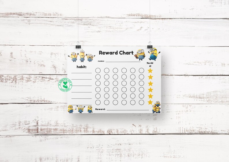 Minions Reward Charts for Kids, Despicable Me, Behaviour Chart, Habit ...