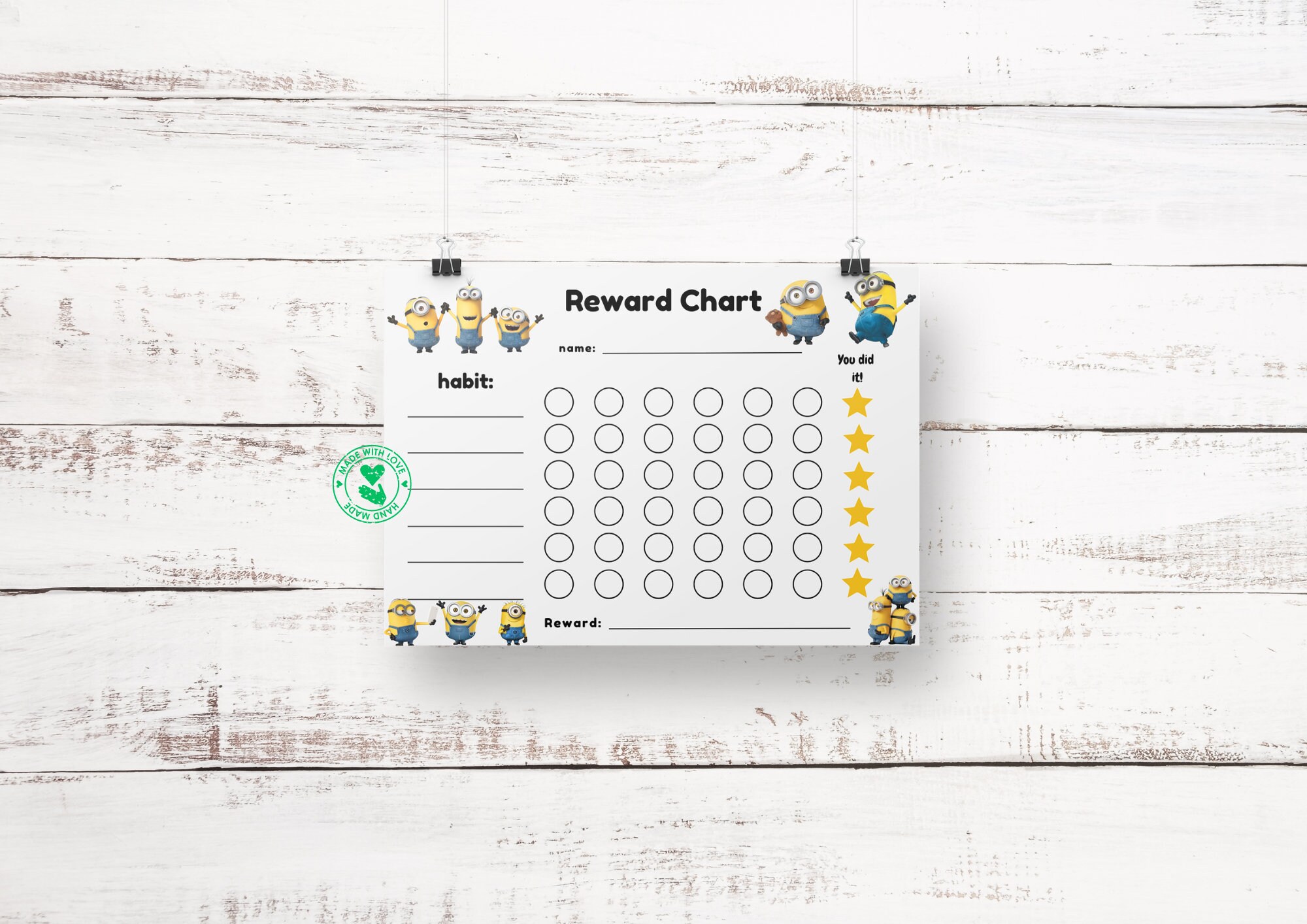 Minions Reward Charts for Kids, Despicable Me, Behaviour Chart, Habit ...