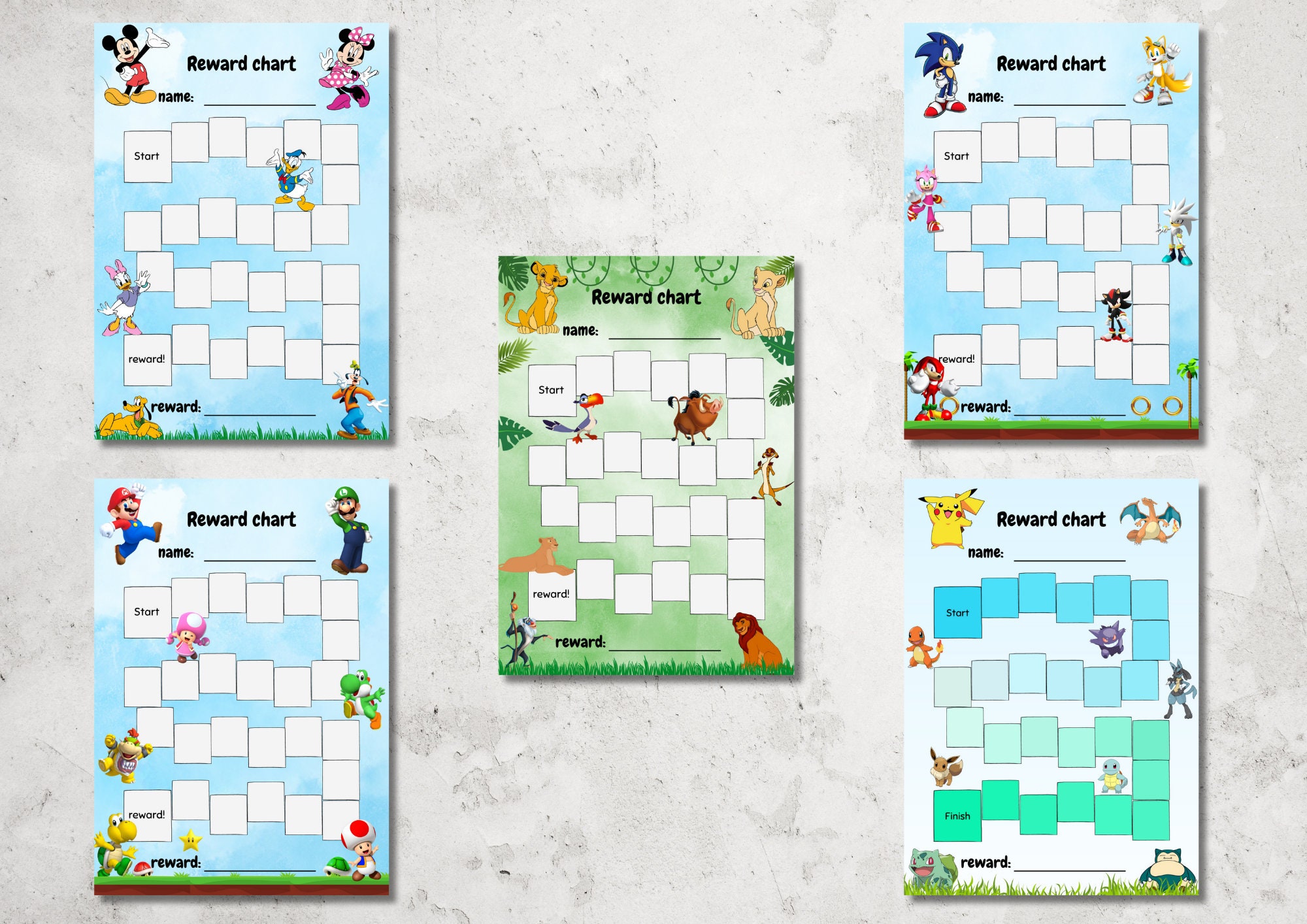 Reward Chart Bundle for Boys, Mario, Sonic, Pokemon, Teacher Reward ...