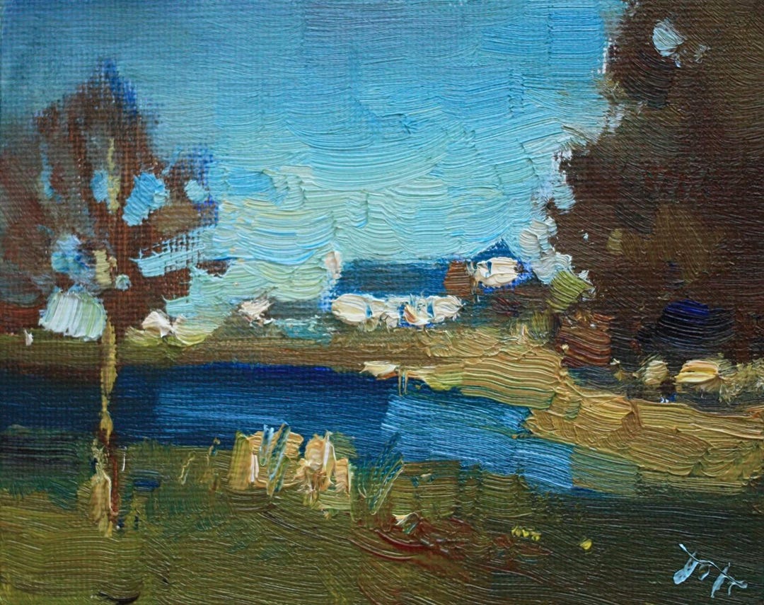 Frisco Texas Painting: Vial Lake Miniature Oil Painting on Canvas - Etsy