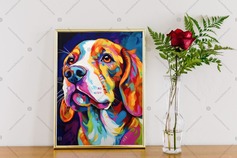 Neon Dogs 02 Fantasy Digital Art Set Trendy Wall Decor - Etsy