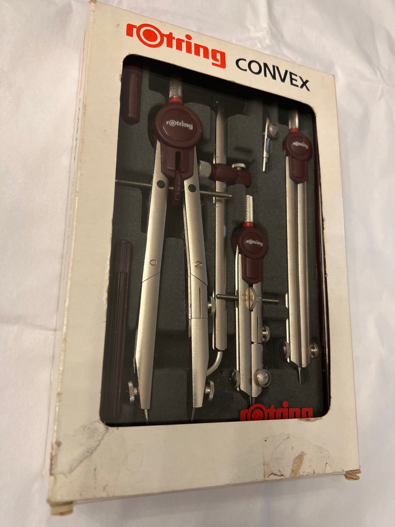 Vintage Rotring Convex Compass Set, 7 Piece, Made in Germany With ...