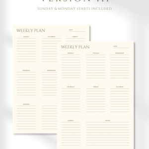 Weekly Planner Printable, Weekly Schedule, Weekly Life Organizer ...