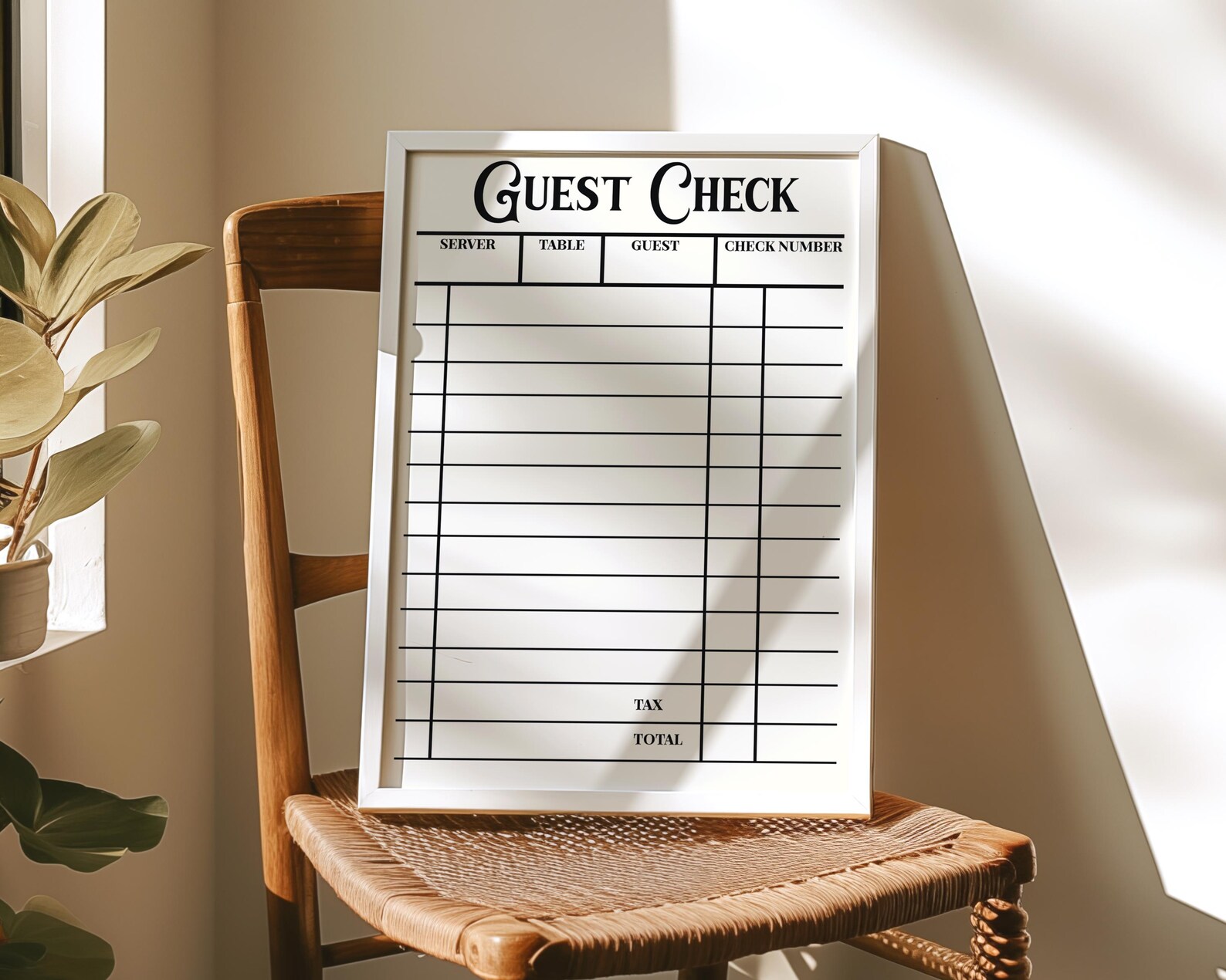 Blank Guest Check Wall Art | Guest Check Poster | Kitchen Retro Wall ...