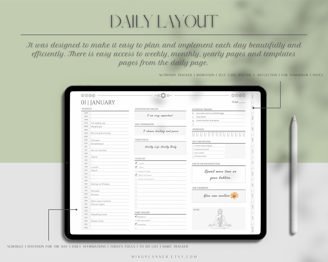Minimalist Undated Digital Planner | Goodnotes Planner | Daily, Weekly ...