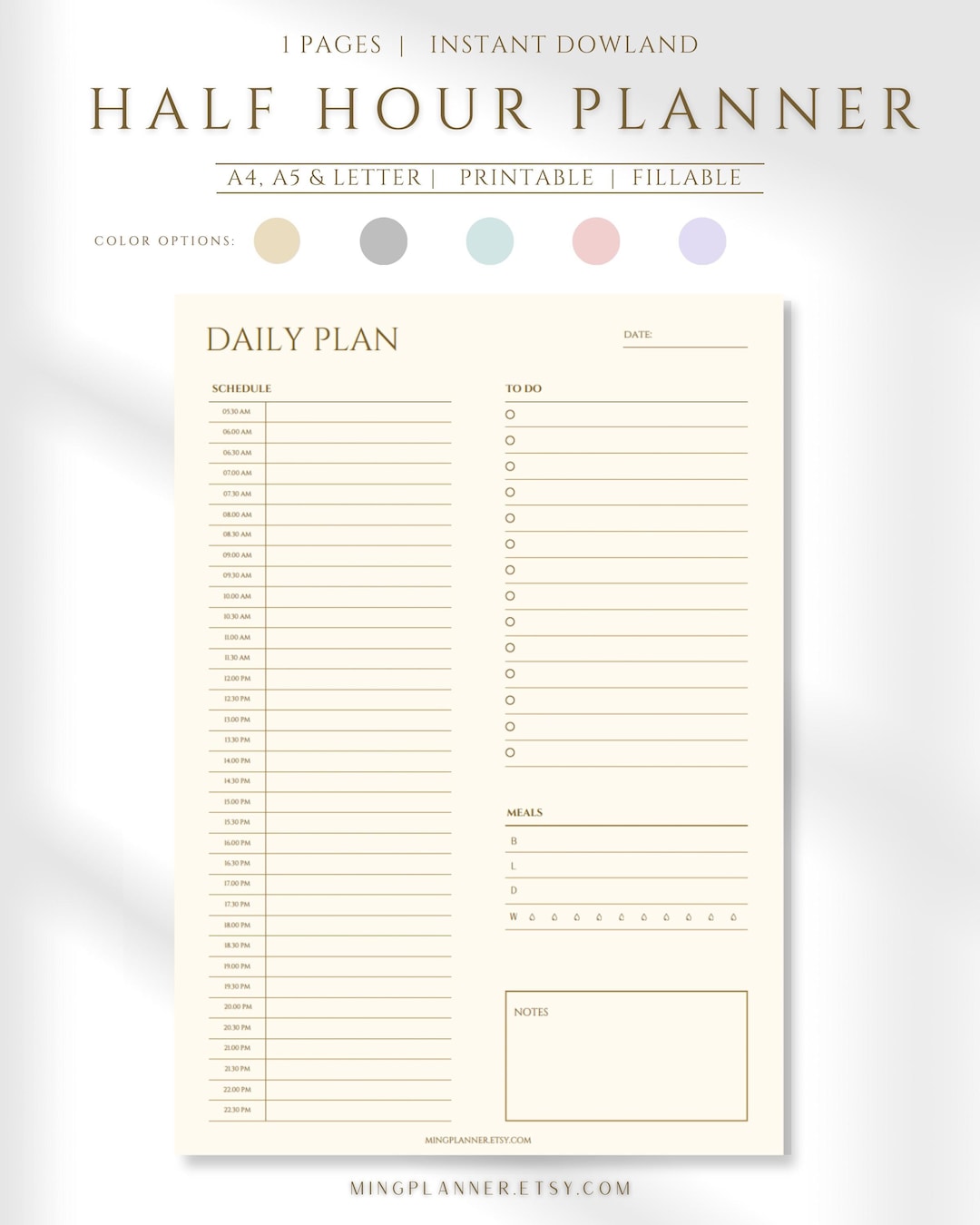 Hourly Planner Printable, Daily Planner Fillable, Daily Schedule, Daily ...