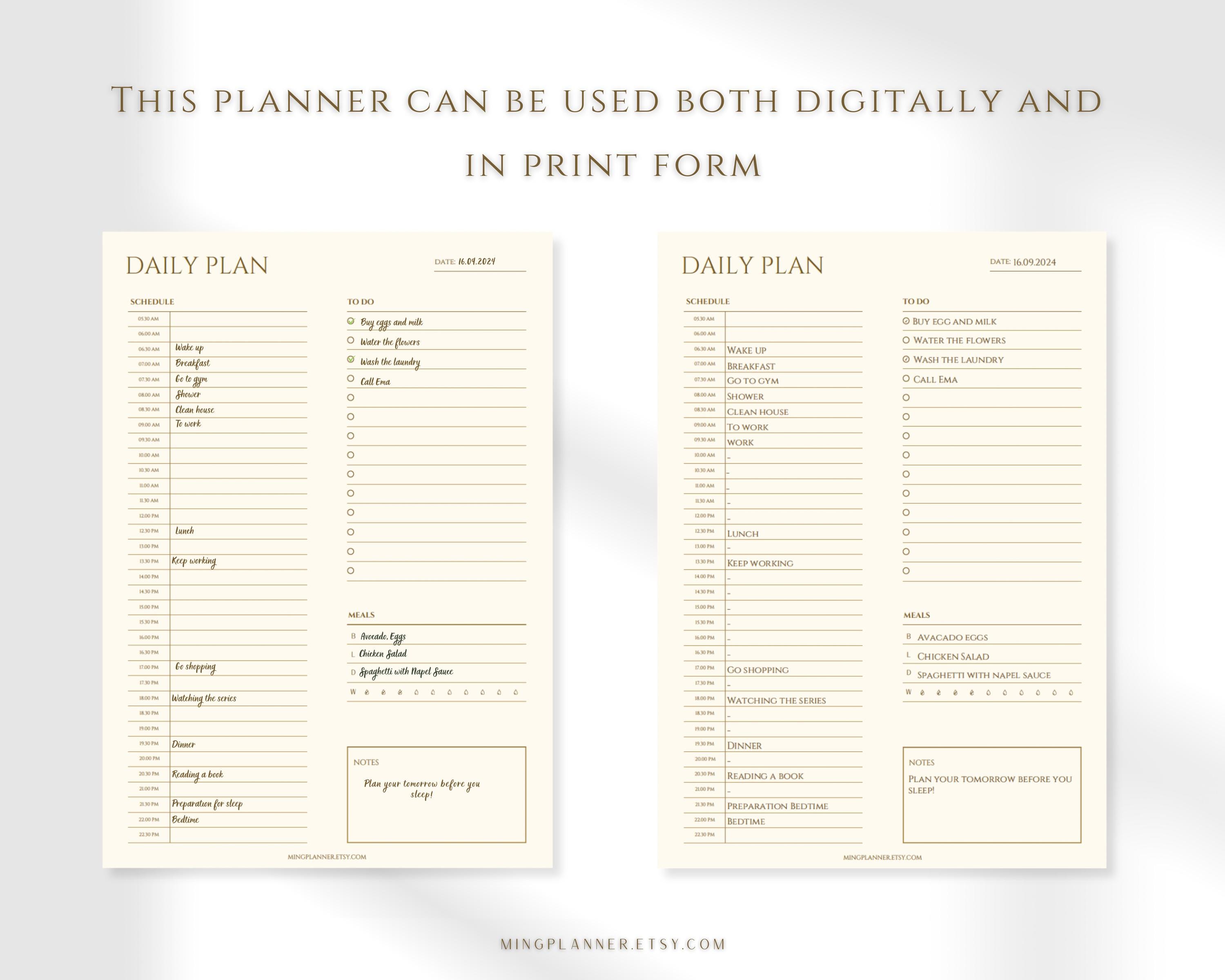 Hourly Planner Printable, Daily Planner Fillable, Daily Schedule, Daily ...