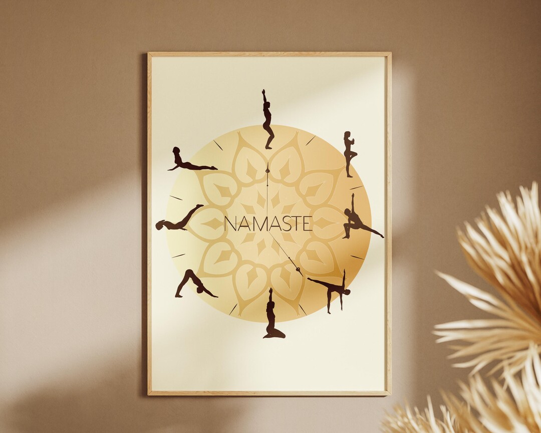 Namaste Yoga Poses Wall Art | Sun Salutation Yoga Poster | Aesthetic ...