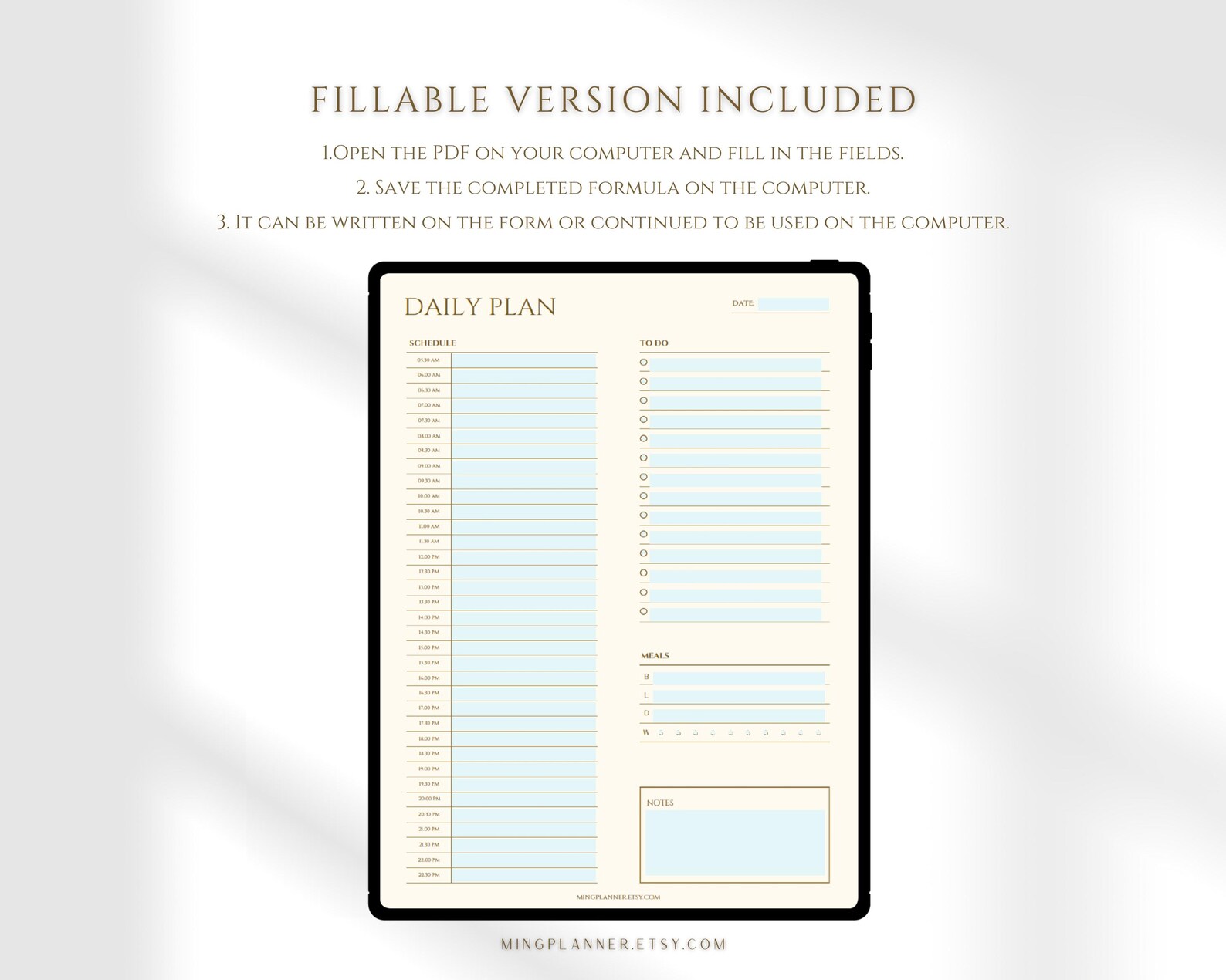 Hourly Planner Printable, Daily Planner Fillable, Daily Schedule, Daily ...