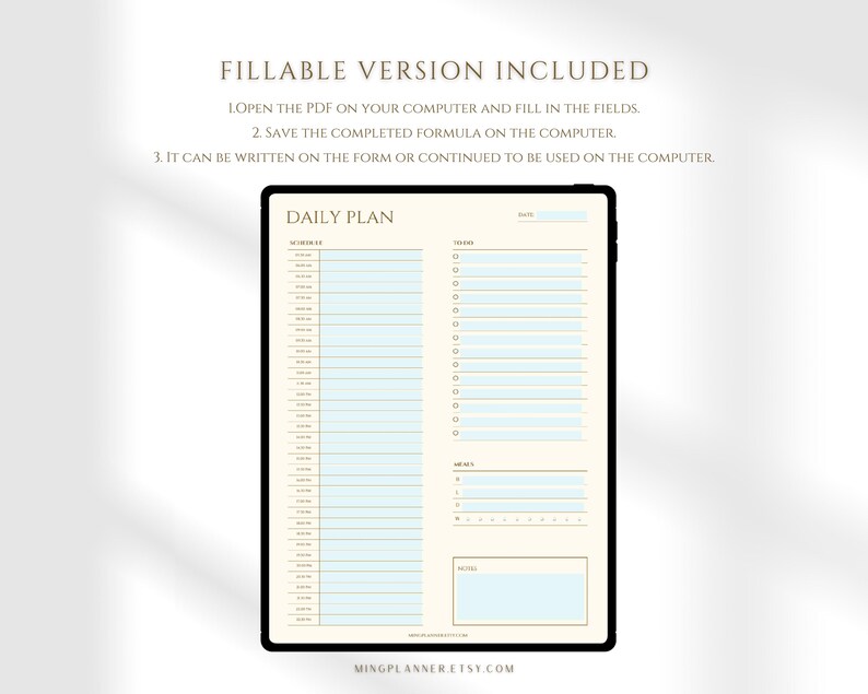 Hourly Planner Printable, Daily Planner Fillable, Daily Schedule, Daily ...