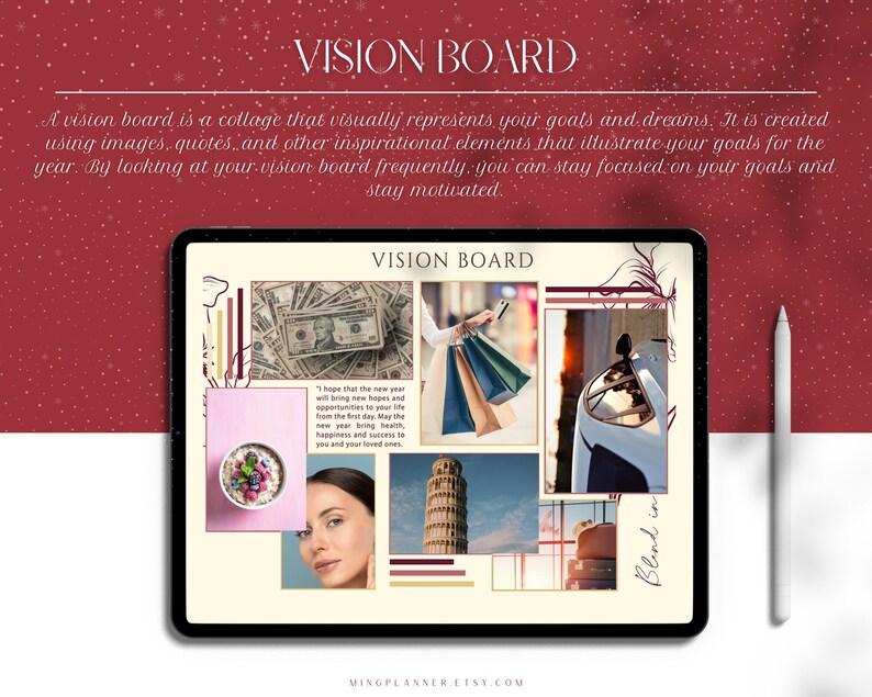Digital New Year Vision Board Templates | Vision Board Planner ...