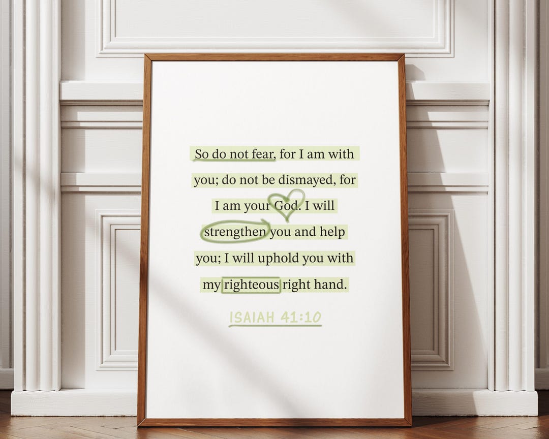 Green Isaiah 41 10 Wall Art | Green Bible Verse Wall Art | Trendy ...
