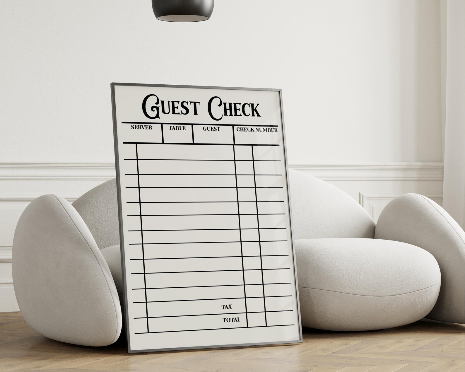 Blank Guest Check Wall Art | Guest Check Poster | Kitchen Retro Wall ...