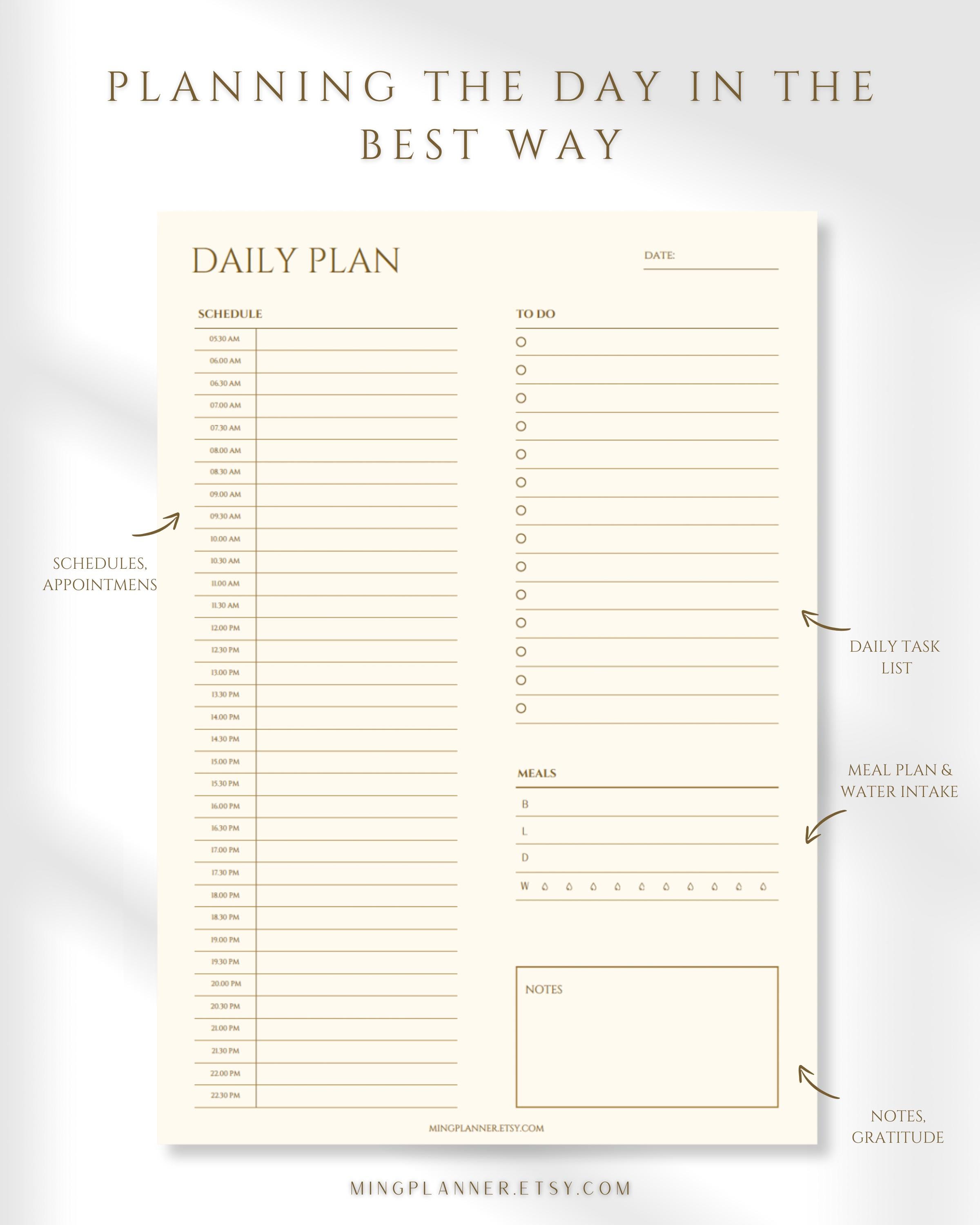 Hourly Planner Printable, Daily Planner Fillable, Daily Schedule, Daily ...