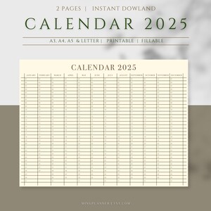 Bohemian Digital 2025 Calendar Templates Digital Editable Calendar 2025 ...