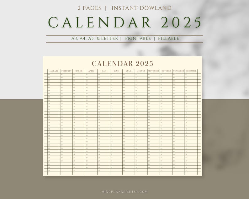 Bohemian Digital 2025 Calendar Templates | Digital Editable Calendar ...