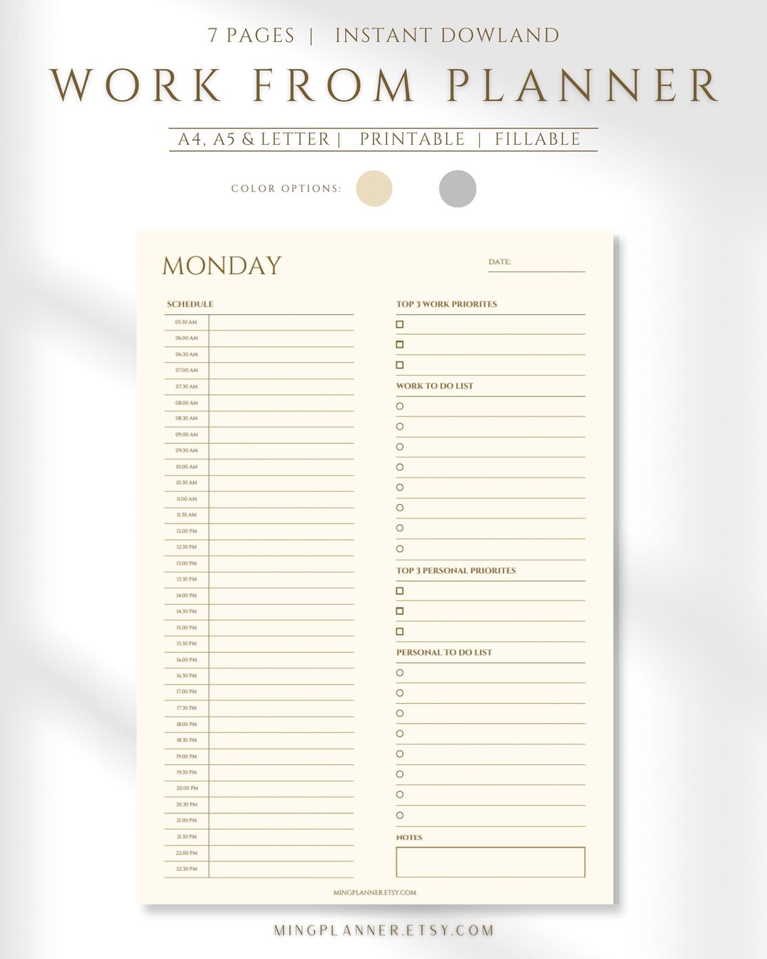Work From Weekly Planner, Daily Hourly Planner, Hourly Weekly Planner ...