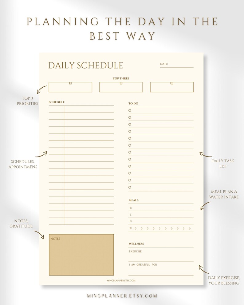 Daily Schedule Printable, Daily Schedule Fillable, Daily Schedule ...