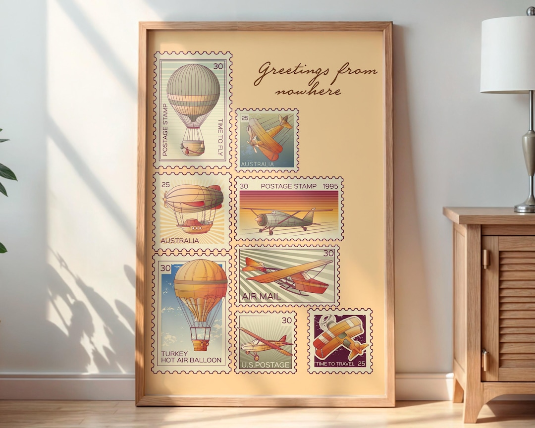 Retro Postage Stamp Wall Art | Trendy Travel Poster | Vintage Postage ...