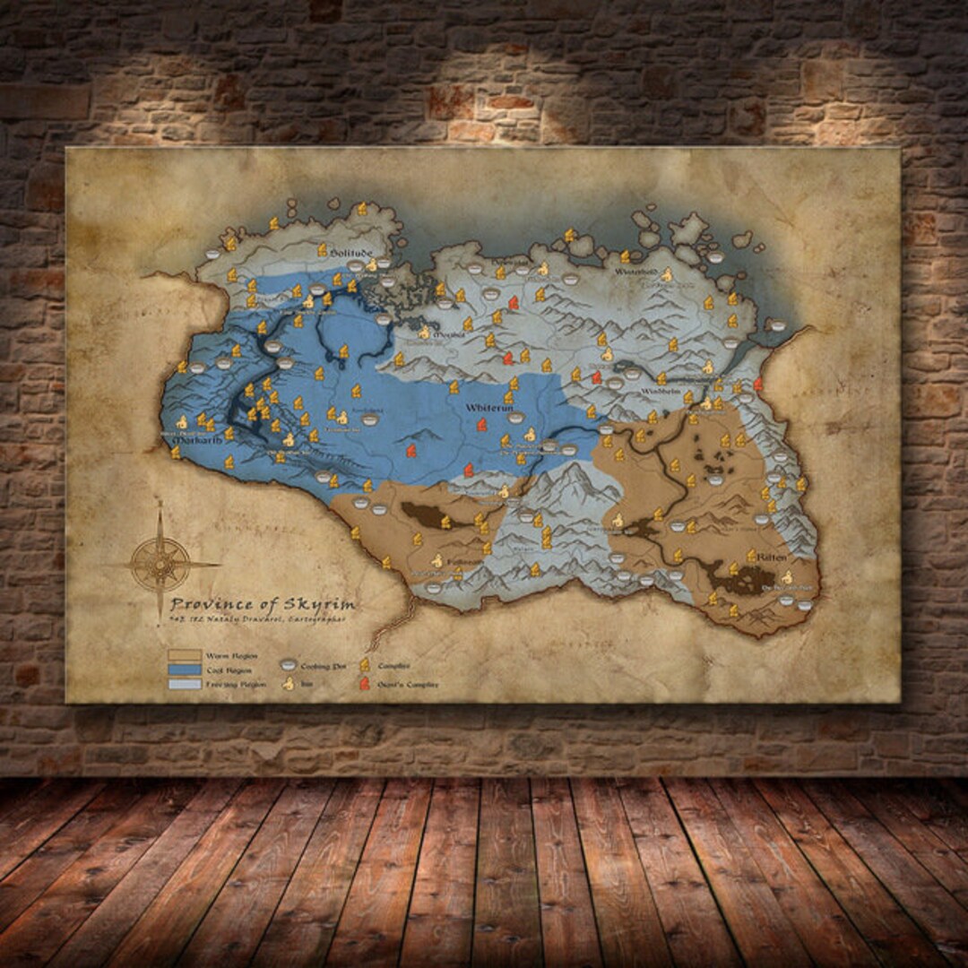 The Elder Scrolls V Map of Tamriel Poster Province of - Etsy UK