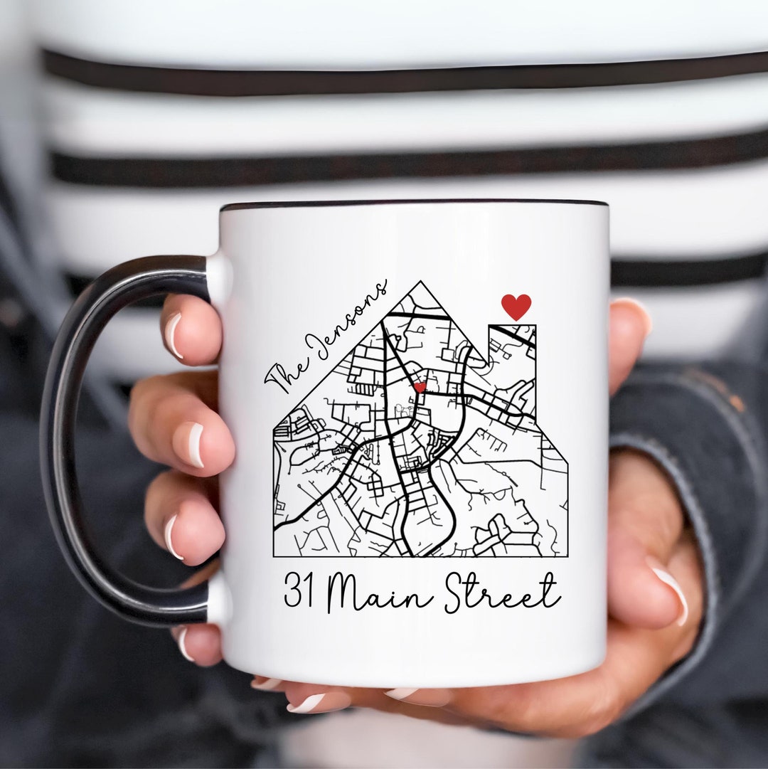 Housewarming Personalized Map Mug, Custom New Home Mug, First Home Gift ...