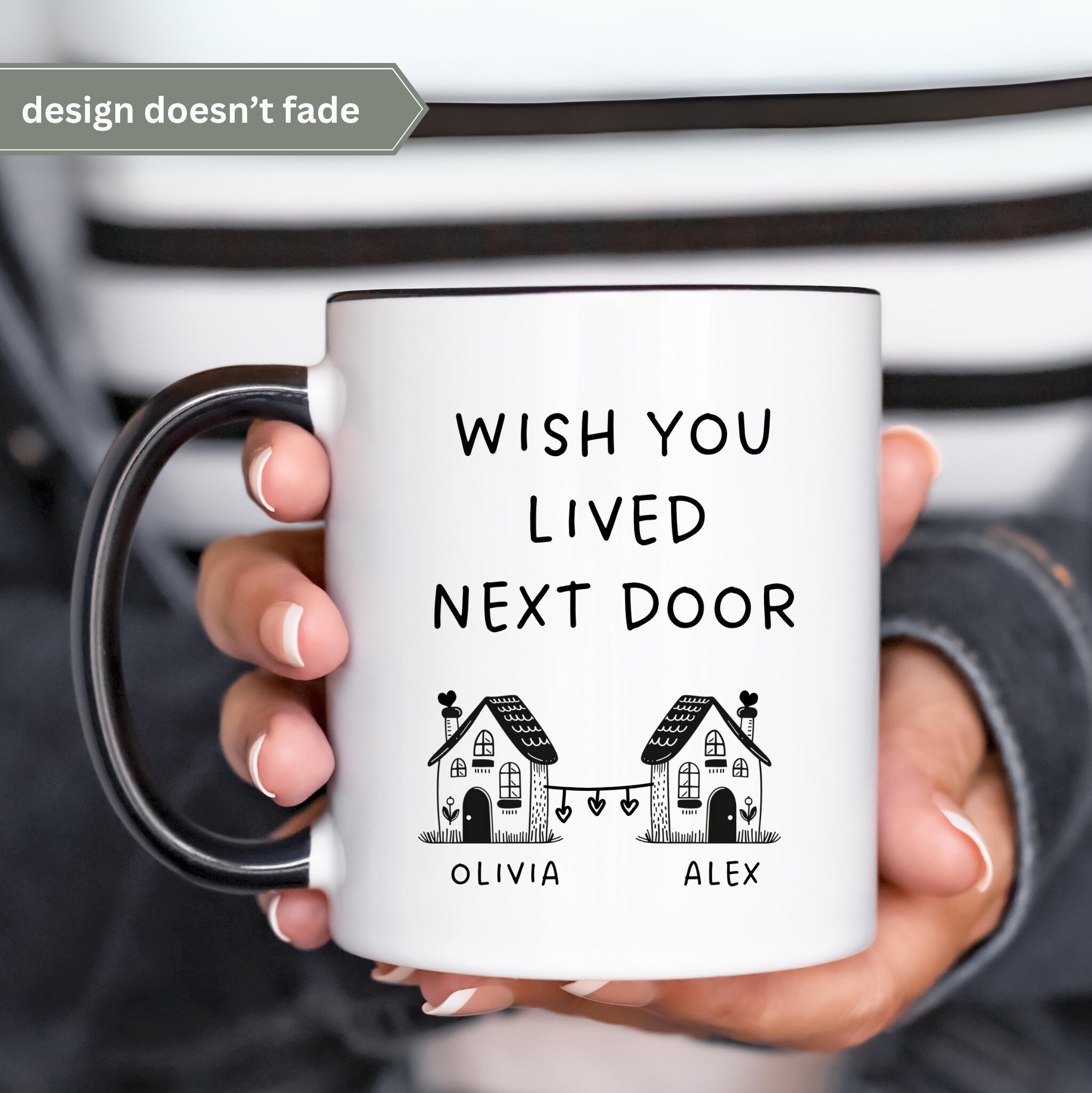 Wish You Lived Next Door Glass Mug, Personalized Best Friend Gift ...