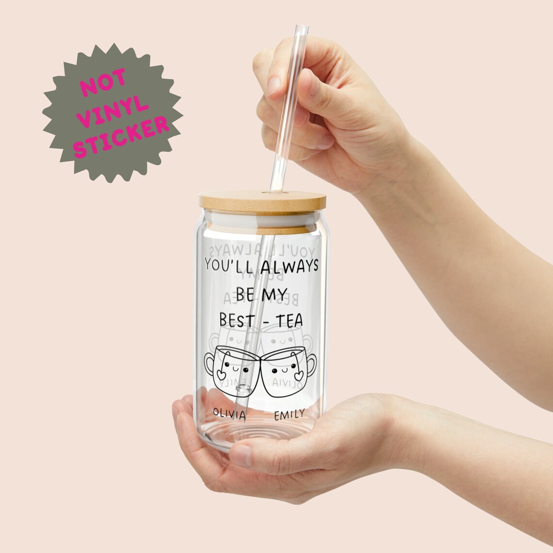 Best-tea Gift, Custom Bestie 16oz Glass Soda Can Cup, Personalized Best ...