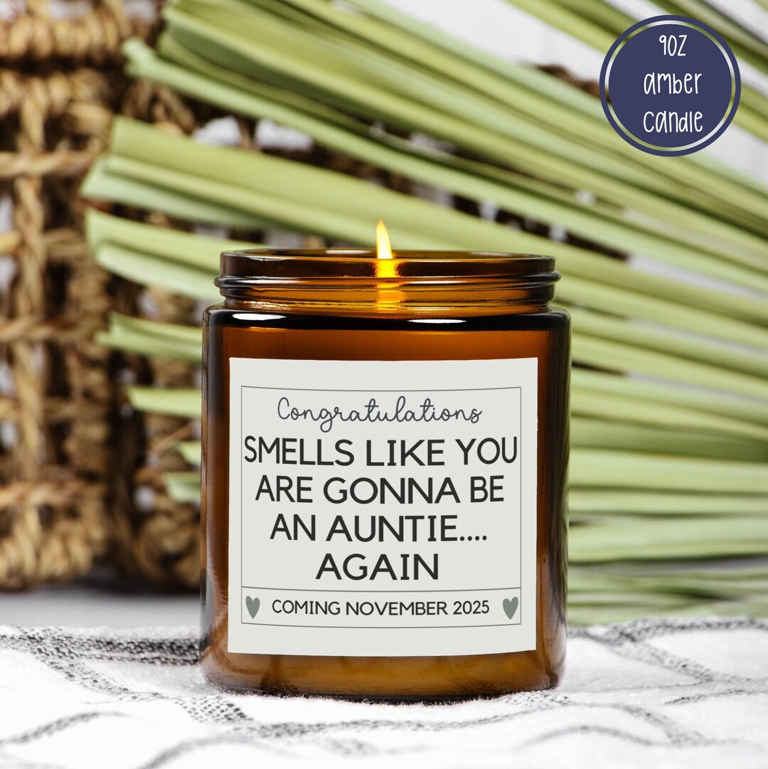 Pregnancy Announcement Auntie Again, Aunt & Uncle Custom Candle, Baby ...