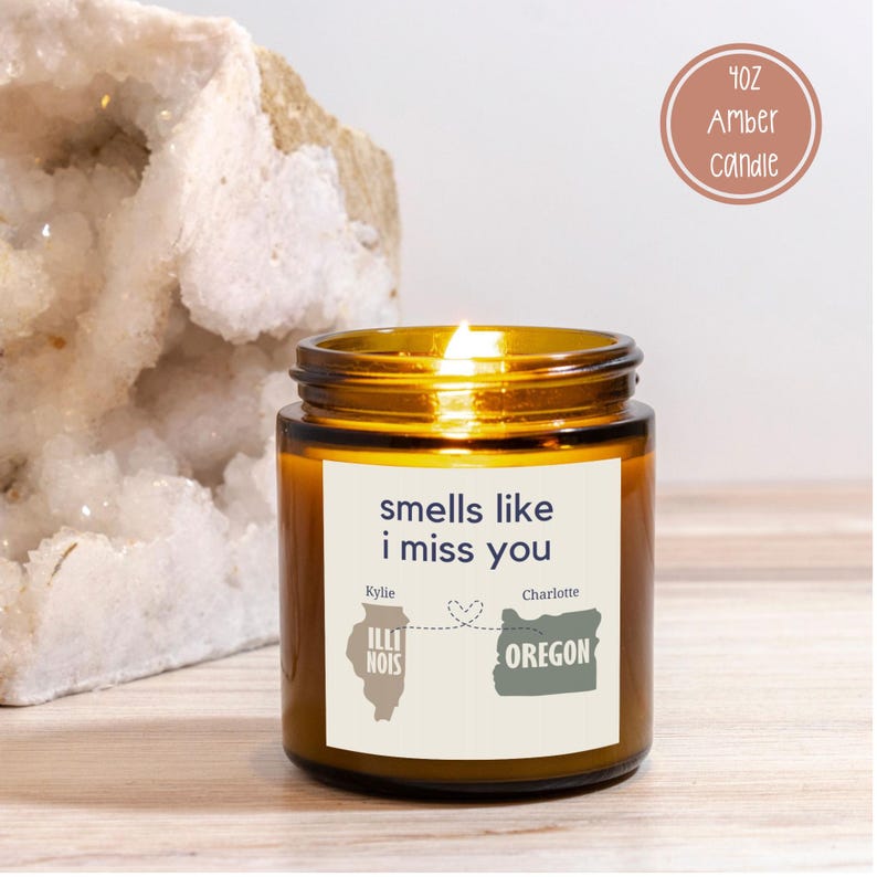 Miss You Candle Long Distance Gift, Custom Best Friends Moving Gift Far ...