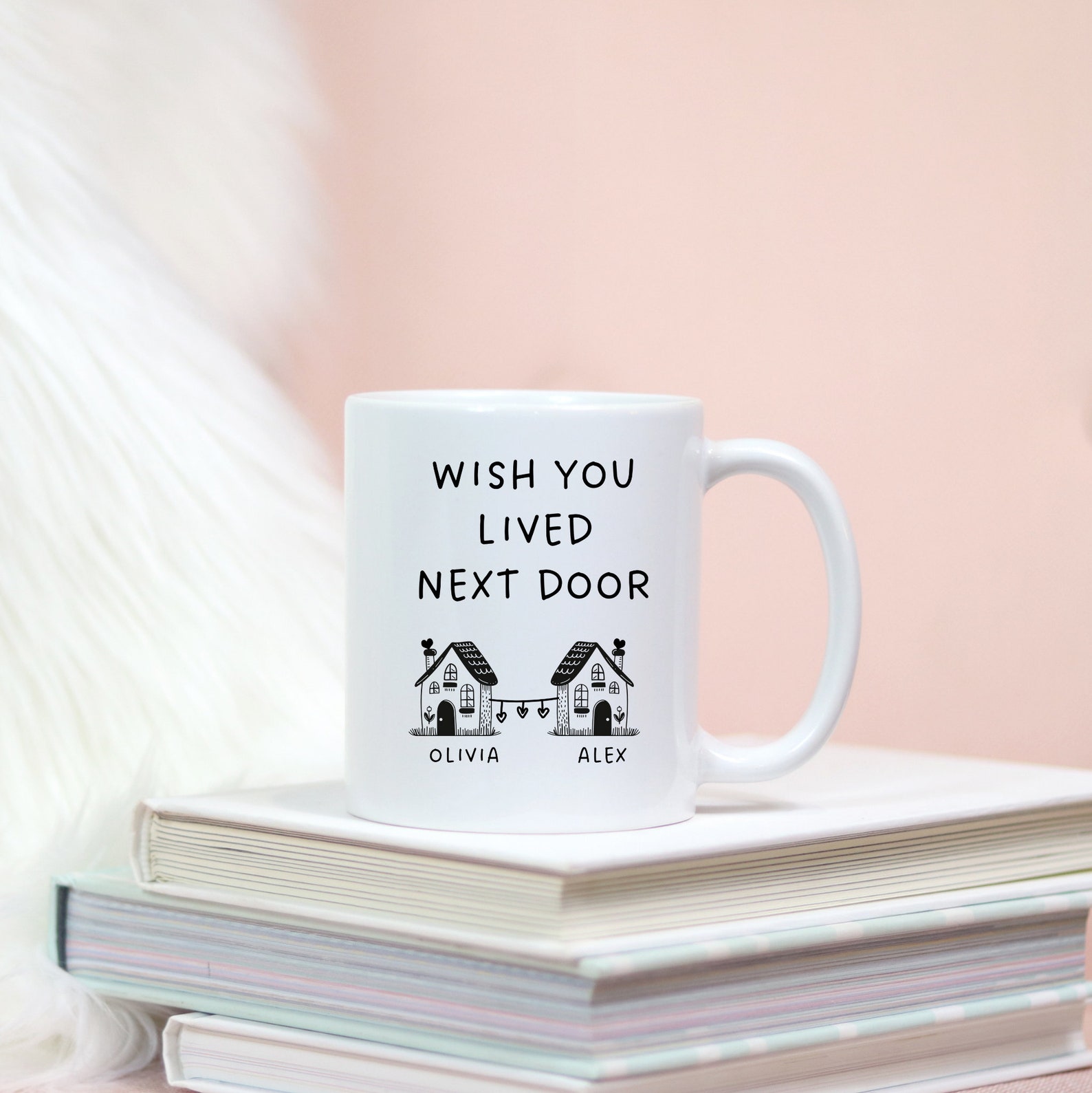 Wish You Lived Next Door Glass Mug, Personalized Best Friend Gift ...