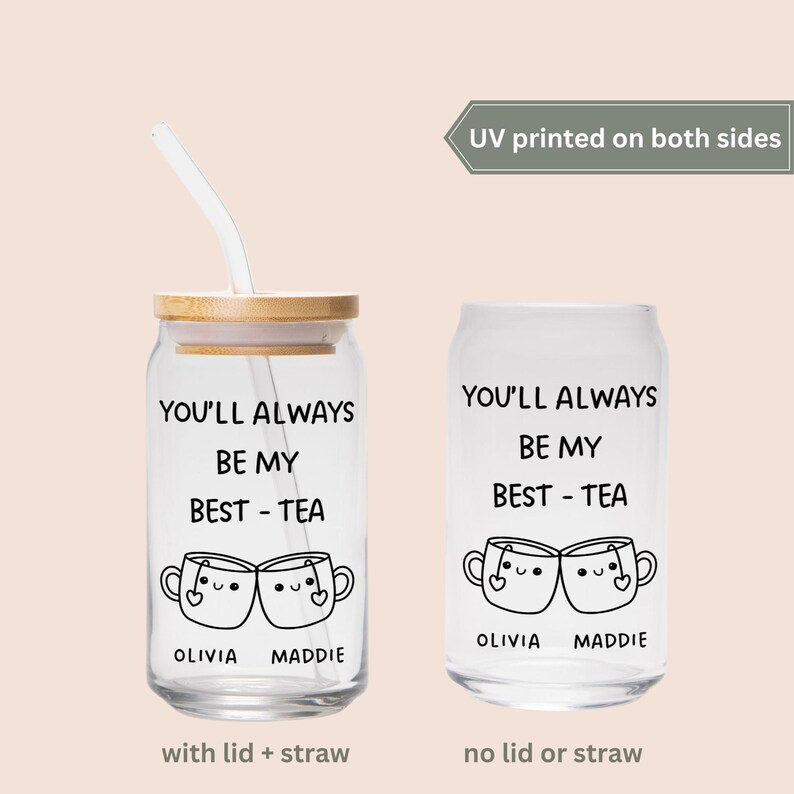 Best-tea Gift, Custom Bestie 16oz Glass Soda Can Cup, Personalized Best ...