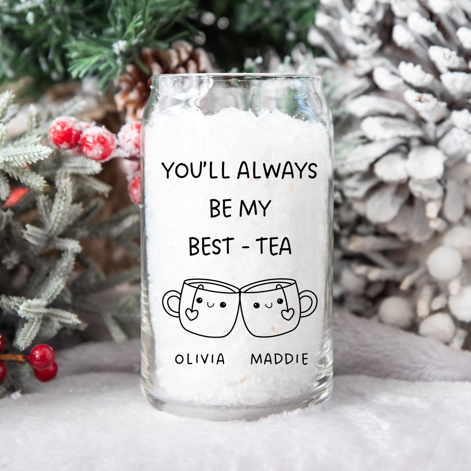 Best-tea Gift, Custom Bestie 16oz Glass Soda Can Cup, Personalized Best ...