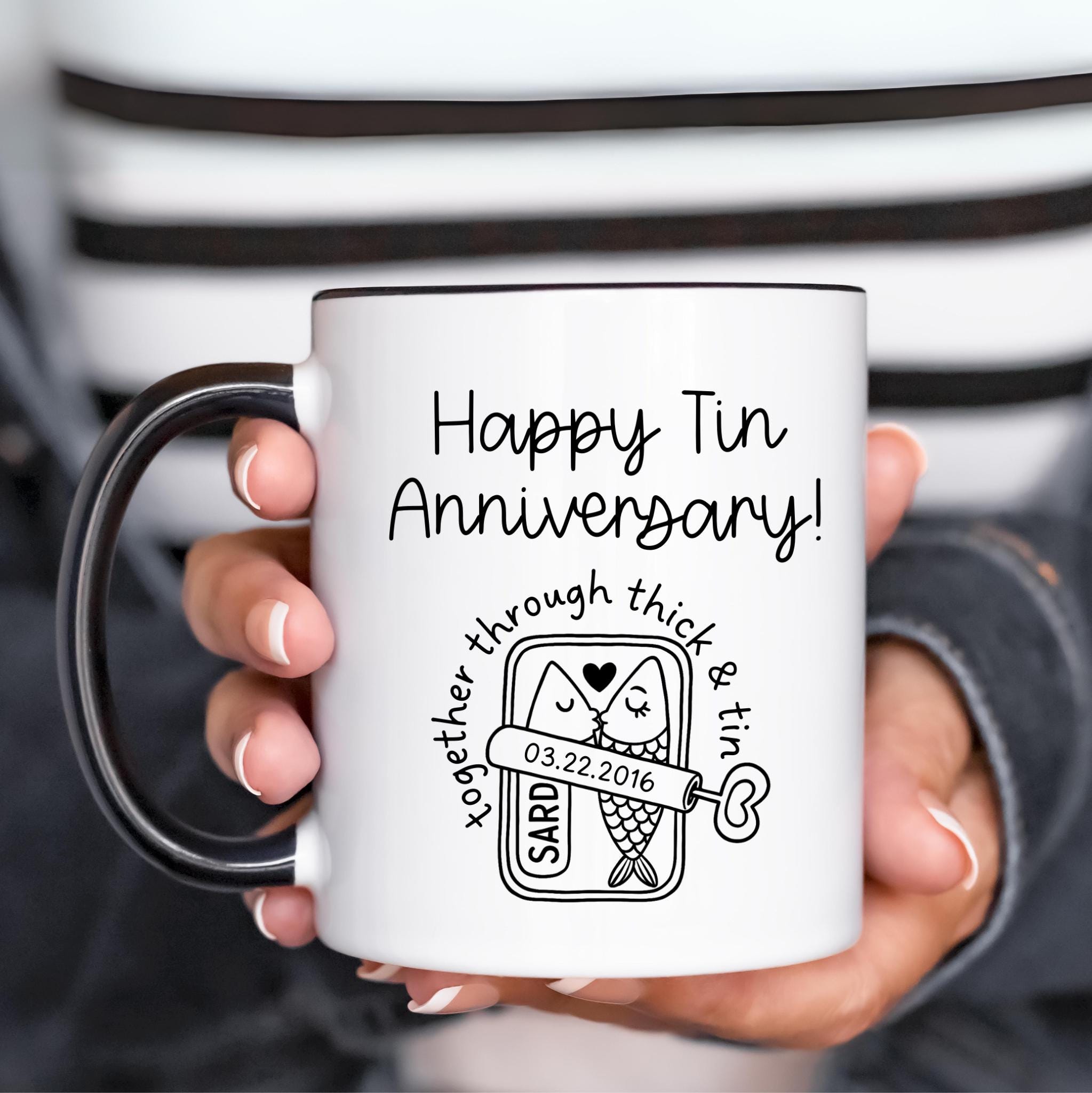 10 Year Anniversary Gift, Happy Tin Anniversary Personalized Mug ...