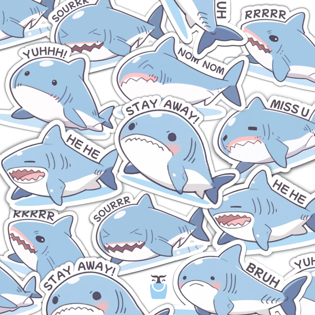 Cute Shark Sticker Sheet Water Resistant Vinyl Shark Funny - Etsy
