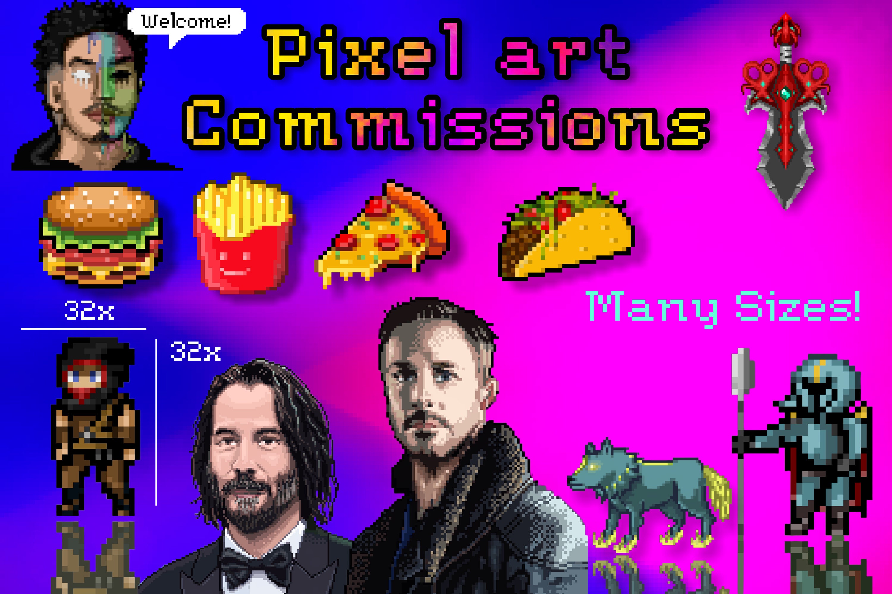 Custom Pixel Art Face Portraits, Pets, Illustrations - Etsy