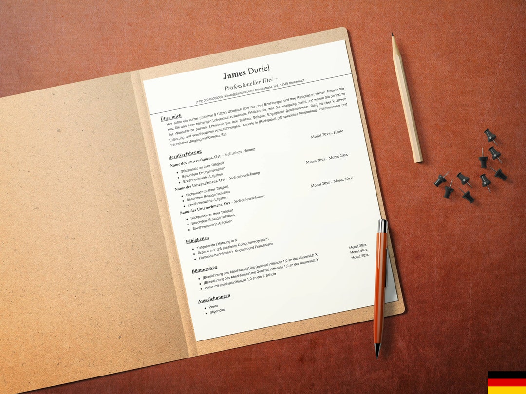 Resume Template German ATS Optimized Professional - Etsy
