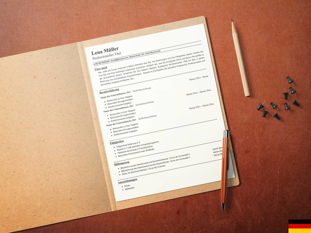 Resume Template German ATS Optimized Professional - Etsy