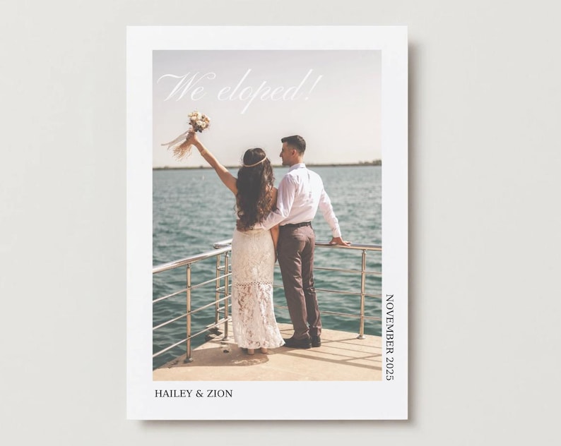 We Eloped Card With Future Fund QR Code | Modern Announcement | Digital ...