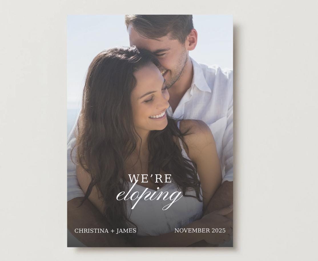 Elopement Announcement Template Canva | Editable and Customizable ...