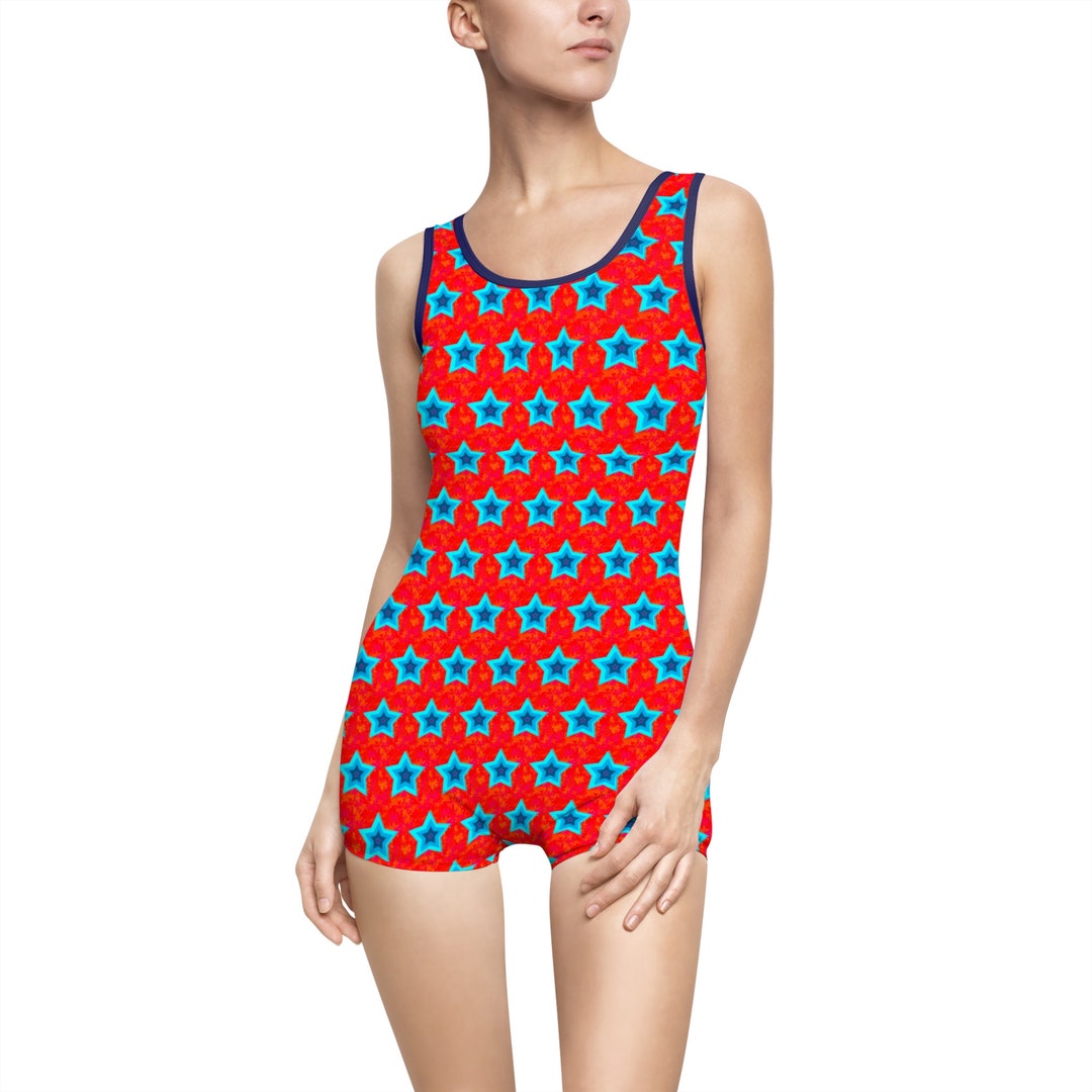 Women's Vintage Swimsuit Blue Star Design by Evie Created for Kitty ...