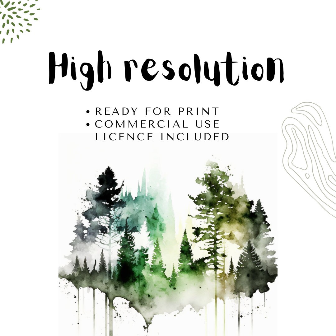 Watercolor Forest Digital Clipart Environment Download Instant Download ...