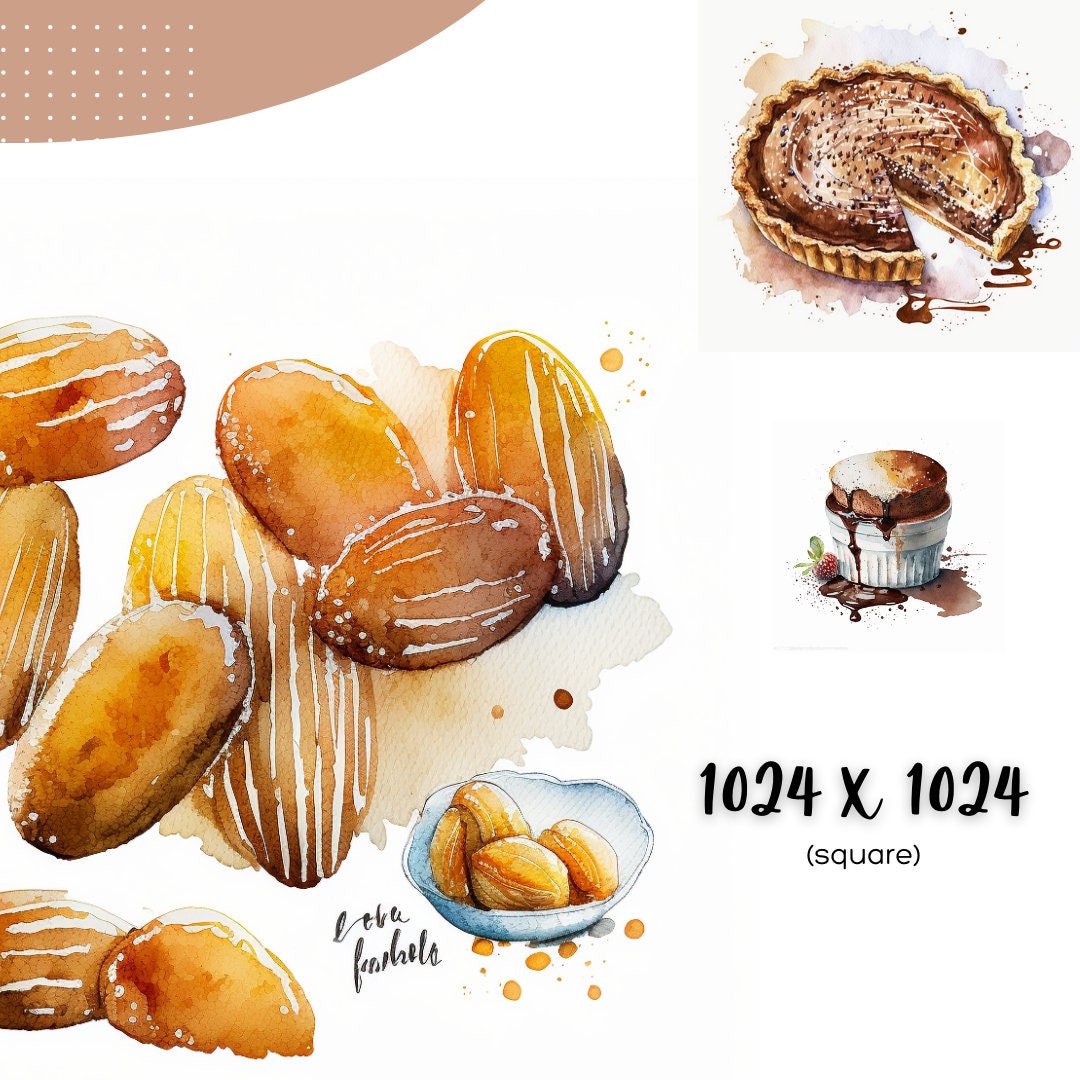 Watercolor Dessert 20pc PNG Bundle Dessert PNG Cake PNG Dessert ...