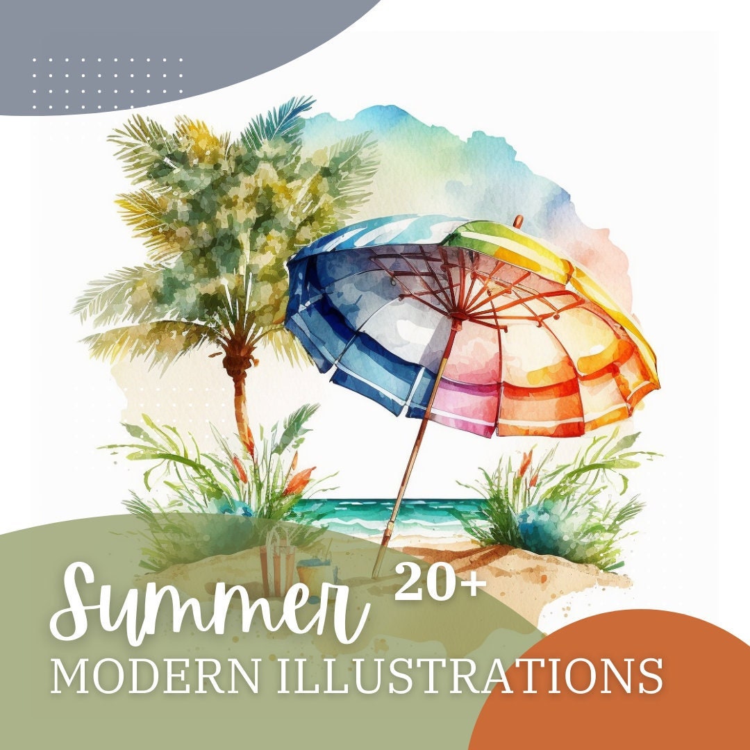 Watercolor Summer Collection Digital Clipart Environment Download ...