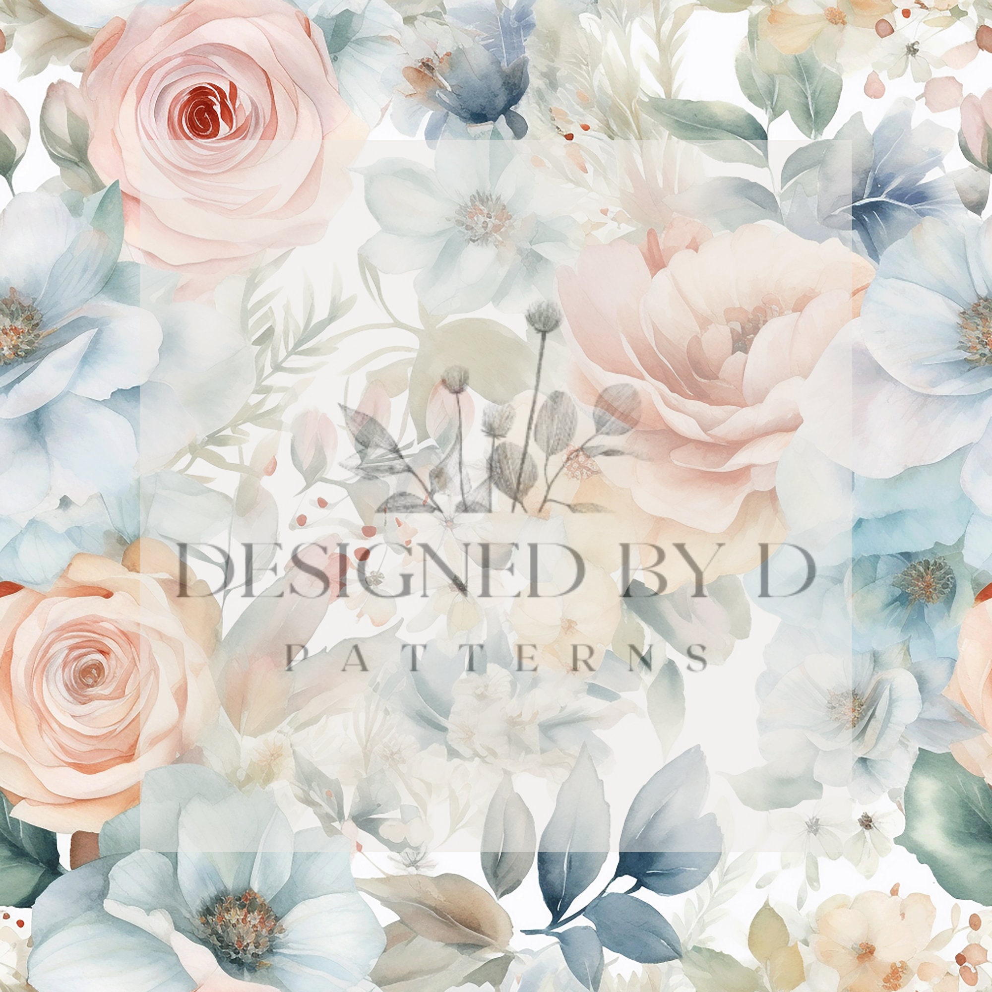 Pastel Roses & Flowers Seamless Pattern Bundle Floral Watercolor ...