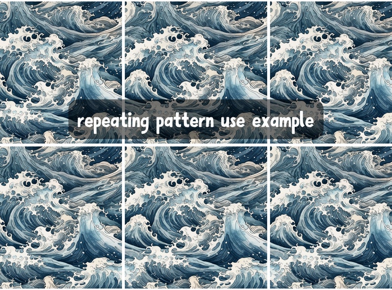 Deep Blue Ocean Waves Seamless Patterns Digital Paper 5-pack Commercial ...
