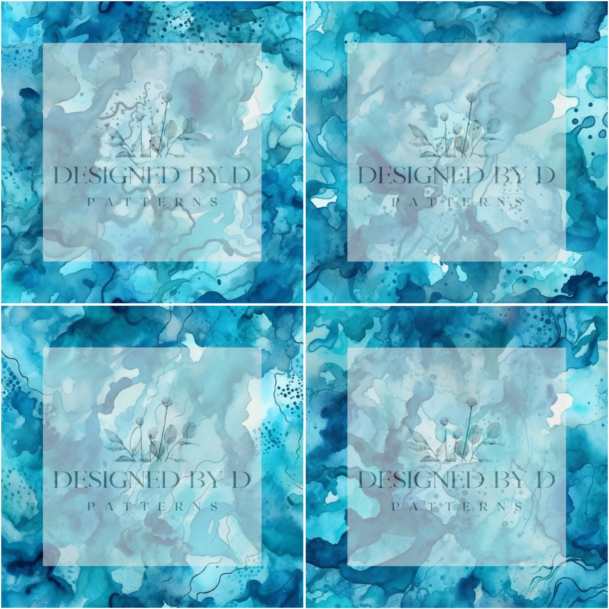 Printable Clipart Paper Seamless Endless Pattern Bundle Dreamy Blue ...