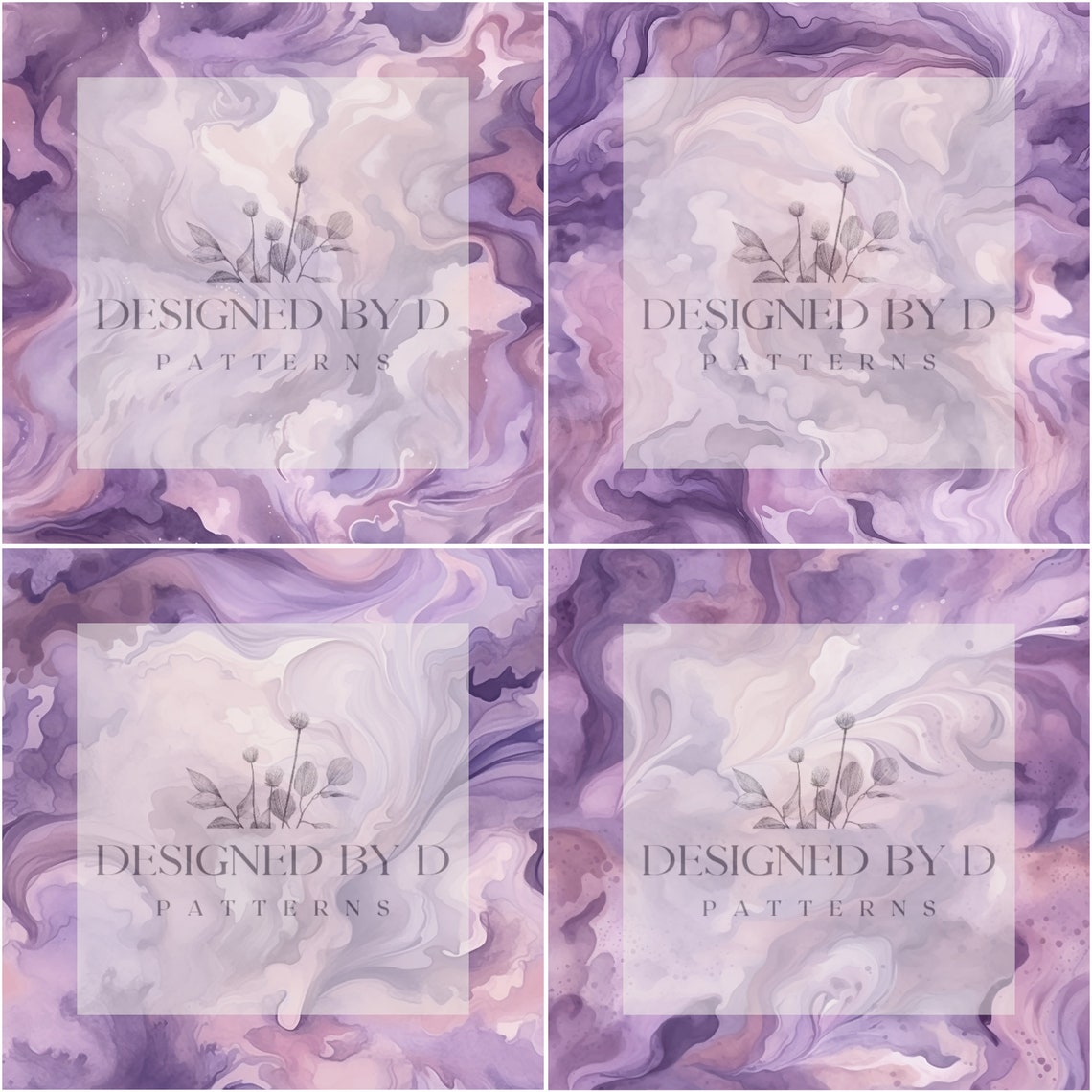 Purple Mermaid Flow Digital Paper Set Seamless Pattern Bundle Instant ...