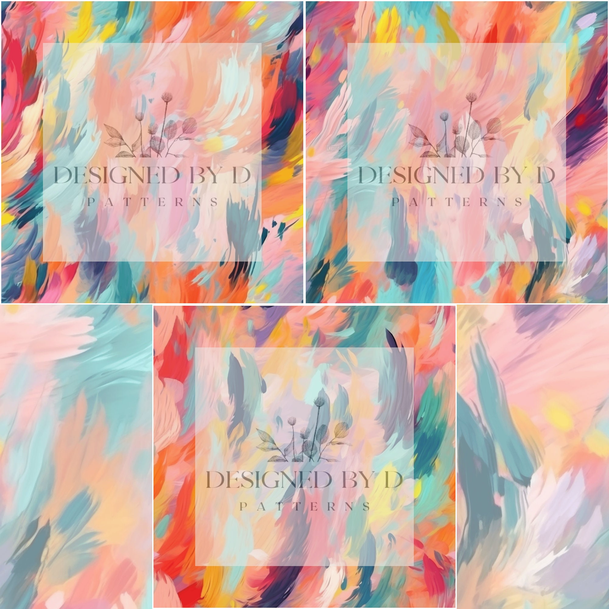 Soft Paint Marks Digital Paper Pack Seamless Pattern Set Color Flow ...