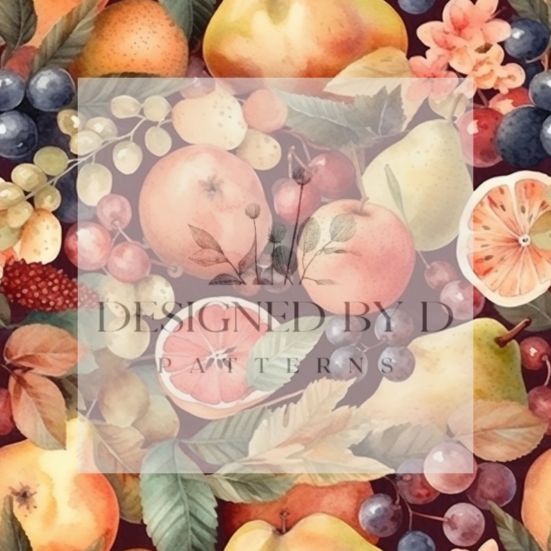 Watercolor Fruits - I Digital Paper Set Seamless Pattern Bundle Soft ...